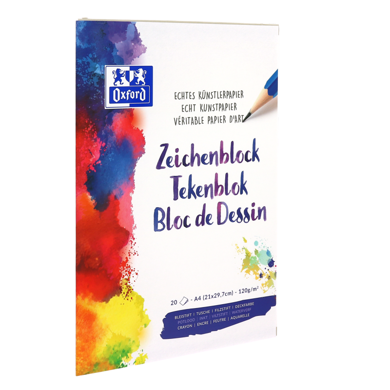 Oxford Zeichenblock A4 · 120 g/m² Künstlerpapier · 20 Blatt